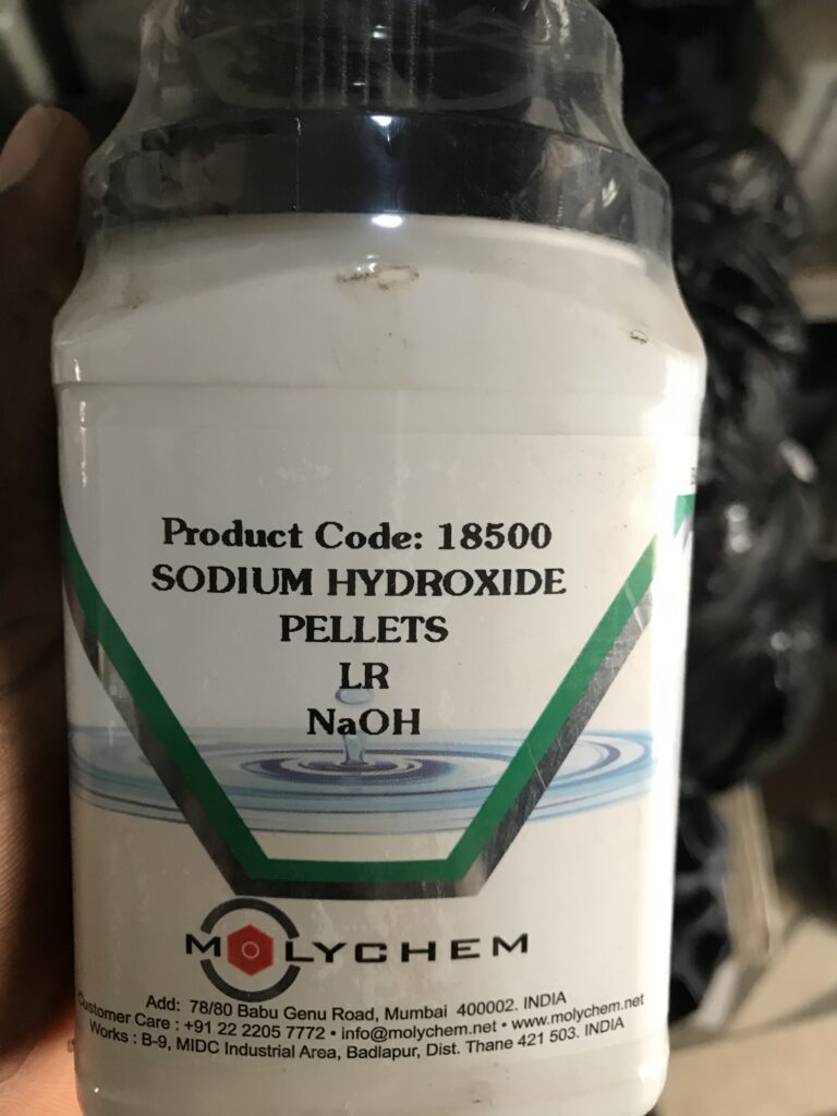 Sodium hydroxide (NaOH) pellets 500g - LABSTORES.NG